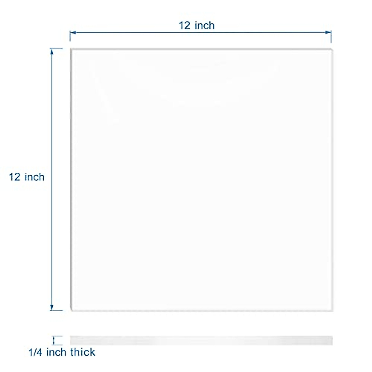 KAITELA 12" x 12" Clear Acrylic Sheet 1/4 inch Thick (6mm) Cast Plexiglass Square Sheets for Signage, Craft, Display Projects, Laser Cutting, Engrave