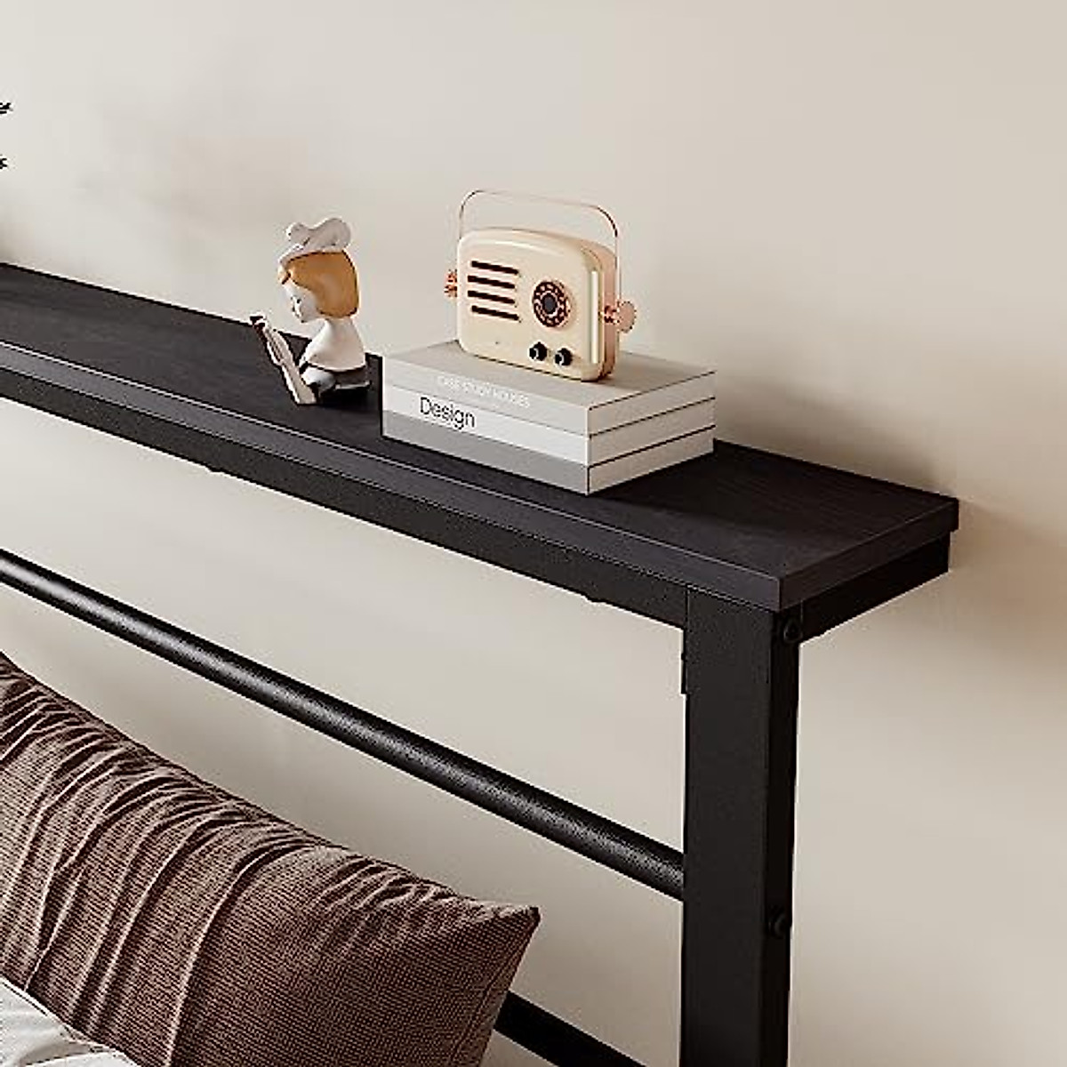 SHA CERLIN Twin Size Bed Frame with Headboard Shelf, Heavy Duty Platform Bed Frame with Strong Metal Foundation, No Box Spring Needed, Black