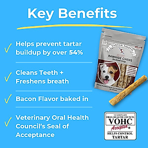 Tartar Shield Soft Rawhide Chews | Safe Dental Treats for Small Dogs | Vet VOHC Approved | Daily Bone Cleans Teeth & Gums Fresh Breath Oral Health Support | USA Made | (Small Dogs / 30 Count)