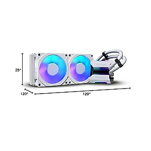 Phanteks (P-GO240MPH_DWT01) Glacier One 240MPH D-RGB AIO Liquid CPU Cooler, Infinity Mirror Pump Cap Design, 2X Silent 120mm MP PWM Fans, 2X D-RGB Halos Fan Frames, White