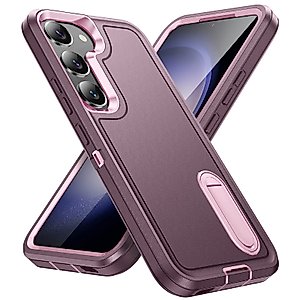 BaHaHoues Samsung Galaxy S23+ Plus Case, Shockproof/DropProof Military Grade Protective Cover with Built in Kickstand, Wireless Charging Compatible, Night Purple/Baby Pink