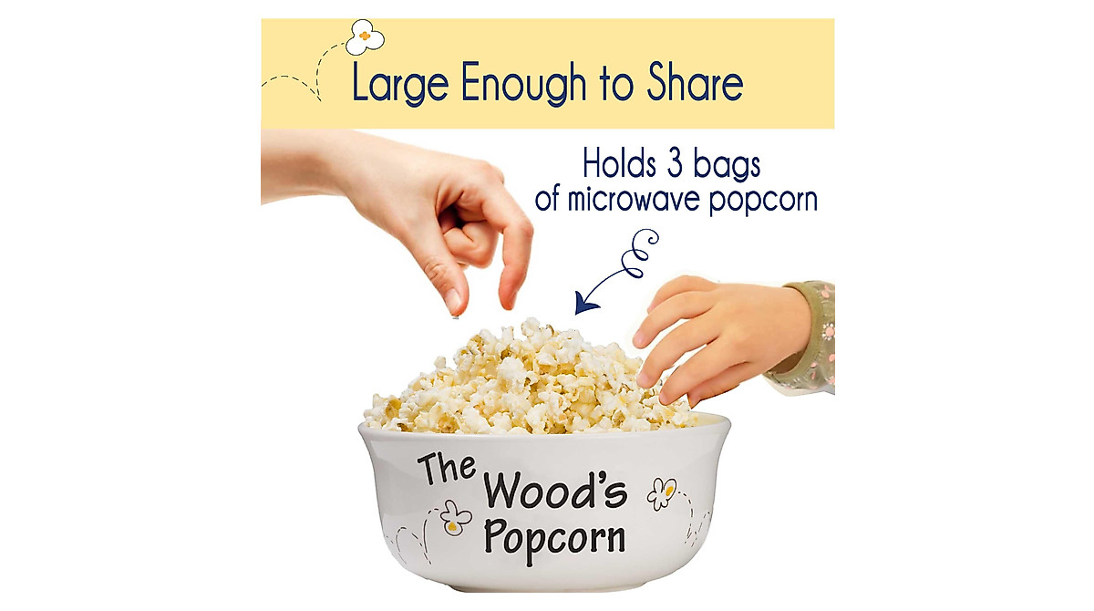 Personalized Ceramic Popcorn Bowl for Movie Night & Gifts