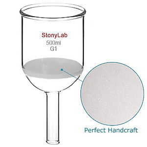 StonyLab Borosilicate Glass Buchner Filtering Funnel with Coarse Frit(G1), 94mm Inner-Diameter, 100mm Depth(500ml)