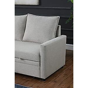 Devion Furniture Andy Sectional Sleeper Sofa Bed, Light Gray