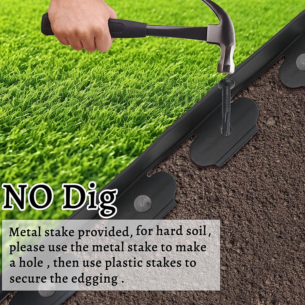 No Dig Landscape Edging - Flower Bed Lawn Garden Border Rubber Edging for Wild Flower Garden Yard (30Feet-Black)
