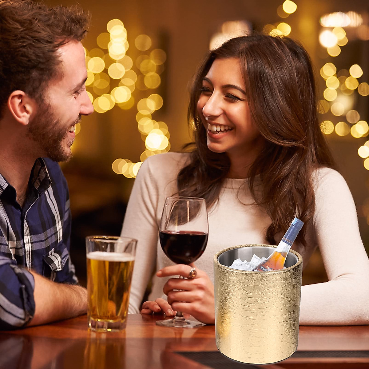 BESTonZON Gold Ice Bucket Gold Ice Bucket Gold Ice Bucket Gold Ice Bucket Stainless Steel Ice beer bottle cooler large ice bucket champagne ice bucket Bucket with Lid Gold Ice Bucket Gold Ice Bucket