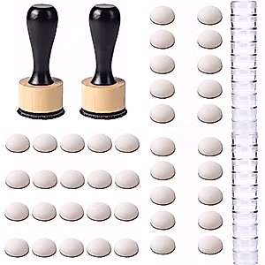 Mini Ink Blending Brushes Tools 2 Handle with 42 Refills Replacement Round Foams and 20 Plastic Storage Cases Stackable Jars Set for Scrapbooking Painting Art Supplies Tool Craft Cardmaking Drawing