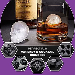 Shaped 3D Large Skull Ice Cube Mold Tray, Stackable Silicone Round Ice Maker for Whiskey Drinkers, Bartenders, Gift Exchanges, Home Bars and Holiday Gifts