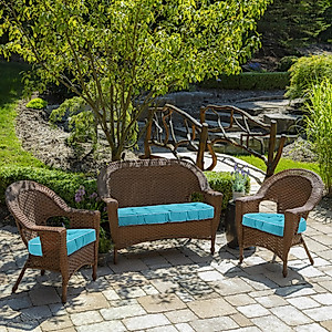 Blytieor Outdoor 3 Piece Wicker Chair Cushion Set, 1 Loveseat Wicker Settee Cushion & 2 U-Shape Cushion for Patio Bench All Weather