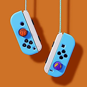 JINGDU Thumb Grip Caps for Nintendo Switch Joy-Con, Cute Silicone Joystick Cap Covers Accessories Compatible with Nintendo Switch/OLED/Lite Joycon, 4PCS Basketball