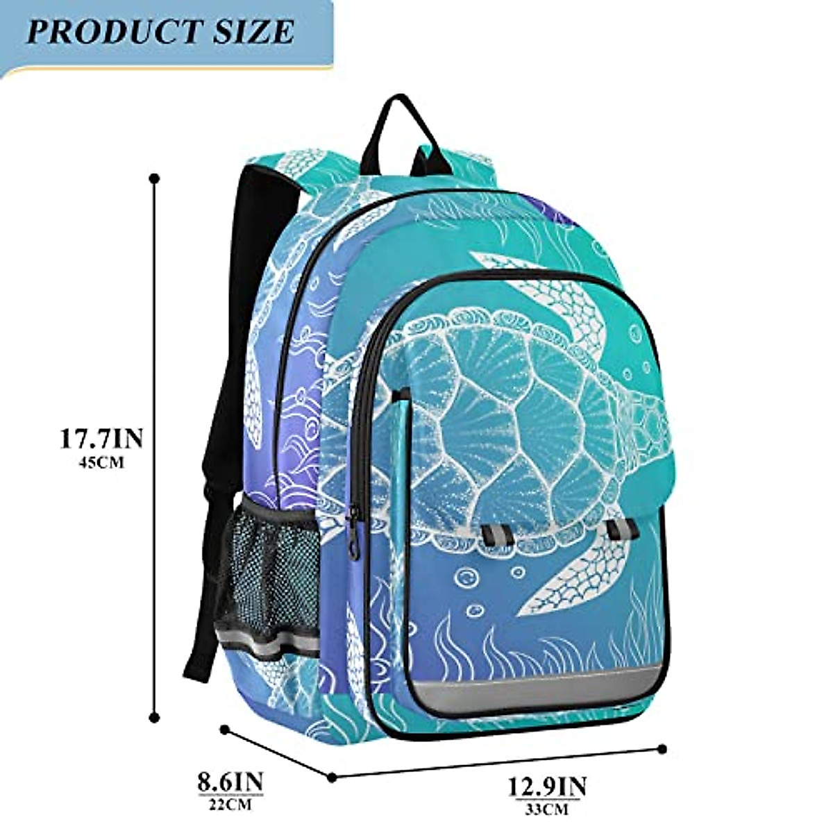 ALAZA Sea Turtle under Water Boho Style Backpacks Travel Laptop Backpack