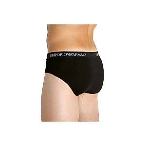 Emporio Armani Men's Cotton Briefs, Black, Large