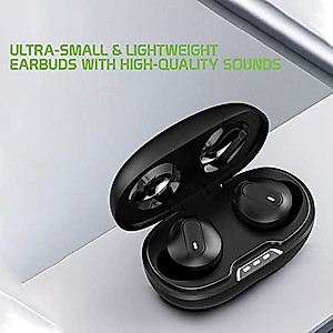Wireless V5.1 Bluetooth Earbuds Compatible with Samsung Galaxy A14 5G with Extended Charging Pack case for in Ear Headphones. (V5.1 Black)