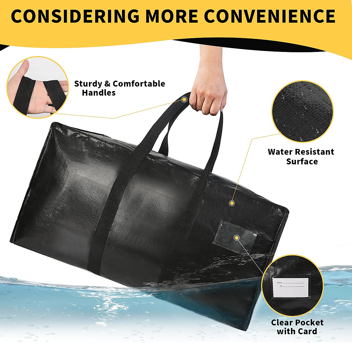 Heavy Duty Extra Large Moving Bags,58 Gallon Jumbo Packing Bags,Huge Moving Storage Bags with Strong Zippers & Carrying Handles,Reusable Big Moving Storage Totes for College Dorm Travel 1Pack