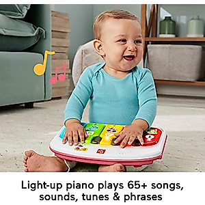 Fisher-Price Portable Baby Chair, Deluxe Sit-Me-Up Seat with Kick & Play Piano Learning-Toy for Babies and Toddlers, Pink