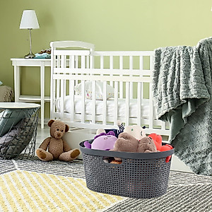 Wekioger 40 L Plastic Laundry Basket with Cutout Handles, 4 Packs, Large Clothes Hamper Storage Basket