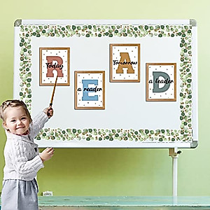 36ft Eucalyptus Boho Border Trim Decor Tropical Leaves Greenery Bulletin Board Borders Wall Decals for Classroom Back to School Decorations