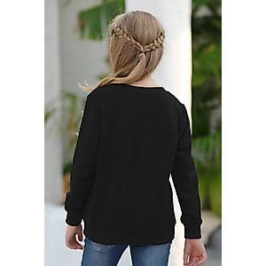 GORLYA Girl's Pullover Tops Cute Cartoon Graphic Print Sweatshirt Clothes for 4-14 Years Kids (GOR1059, 11-12Y, Black)