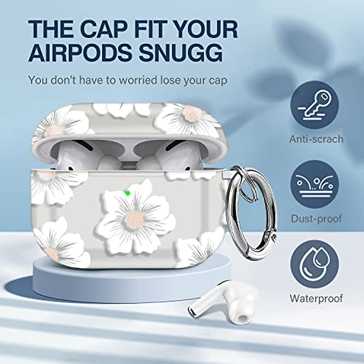 Maxjoy Airpods Pro 2nd Generation Case 2022,Cute Airpods Pro 2nd Generation Case, Airpods Pro 2 Case Cover with Keychain for Women Girls (Morning Flower)