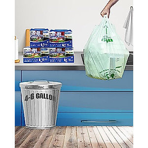 BEIDOU-PAC 4-6 Gallon Compostable Trash Bags, 50 Count, Compost Bags Kitchen Trash Bags with Handle, Sturdy Biodegradable Garbage Bags Food Scrap Waste Bags, ASTM D6400, US BPI Certified