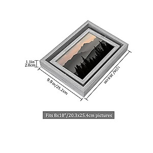 SUMGAR 8x10 𝙋𝙞𝙘𝙩𝙪𝙧𝙚 𝙁𝙧𝙖𝙢𝙚 Gray 𝙍𝙤𝙩𝙖𝙩𝙞𝙣𝙜 Floating Frames Set of 2, Double Sided Picture Frames Wooden Frames for Plants Pressed Flowers Floating Effect Display