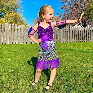 Jeowoqao Mermaid Princess Dress Up Costume, Girls Dress Up Pretend Play Clothes Gift 13Pcs Princess Costume for Little Girls Age 3-6 Years