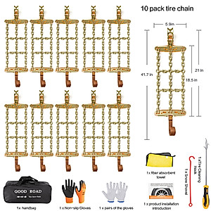 AutoChoice Emergency Snow Chains, Tire Chains with Thickened Manganese Steel for Car Truck SUV in Ice, Sand and Mud(8 Packs, Tire Width 195-235mm)