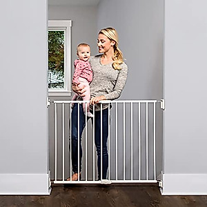 Regalo 2-in-1 Extra Wide Stairway and Hallway Walk ThroughBaby Safety Gate, Hardware Mounting, White 24"x40.5"x28.5"(Pack of 1)