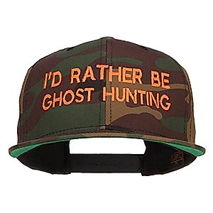 e4Hats.com I'd Rather Ghost Hunting Embroidered Camo Cap - Green OSFM