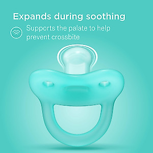 Smilo Newborn Baby Pacifier - 3 Pack of Orthodontic Pacifiers for Babies from 0-2 Months - Expands to Support The Palate During Soothing - BPA-Free - Aqua