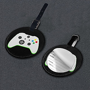 Luggage Tag Gamer Controller Video Games, Pu Leather Bag Travel Suitcases Id Identifier Baggage Label for Women Men Boys Girls
