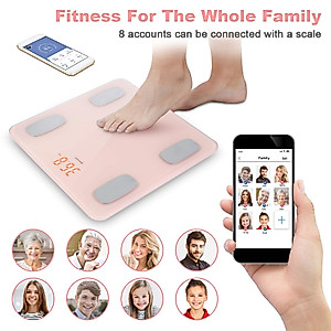 himaly Body Fat Scale, Smart BMI Scale Digital Bathroom Wireless Weight Scale, Body Monitor Health Composition Analyzer with Smartphone App sync with Bluetooth-Compatible, 400 lbs - Pink