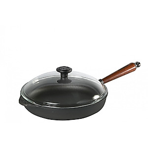 SKEPPSHULT Frying Pan with Wooden Handle and Glass Lid 28 Cm Black