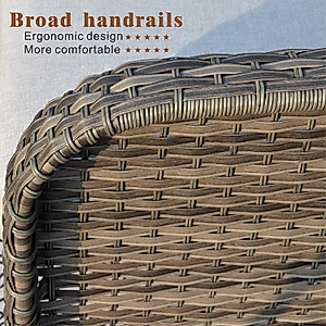 XIZZI 4 Pieces Outdoor Wicker Patio Furniture Set, All Weather Rattan High Back Loveseat with Cushions, Coffee Table and Armchairs, Modern Garden or Backyard Lounge Set (Grey Rattan-Grey Cushion)