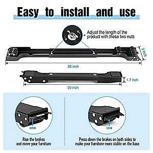 TheElves Extendible Appliance Rollers, Adjustable Appliance Slider, Heavy Duty Appliance Rollers with Wheels for Washing Machine, Washer and Dryer, Drawers,refrigerators, Support 660 LB-Black