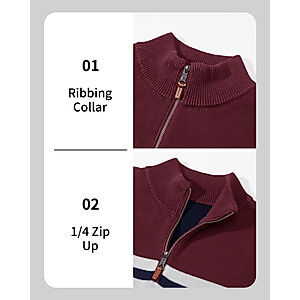 MAGCOMSEN Sweater for Man Mens Sweaters Mens Zip Sweater Turtleneck Men Sweater for Man Sweatshirts for Men Pullover Mens Golf Pullover Men Striped Sweater