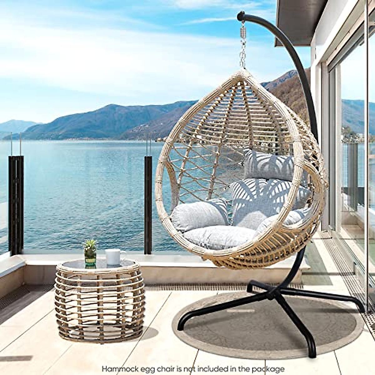 Chihee Hanging Egg Chair Stand,Strong Iron Hammock Chair Frame with Spring Hook Stable Base,Heavy Duty Swing Chair Stand 330 lbs,C Stand for Hanging Chair Indoor Outdoor Bedroom Patio Garden Balcony