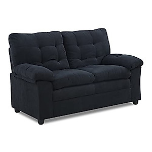 Urban Home Furniture Urban Home Loveseat Padded Arms, Black Microfiber Love Seats