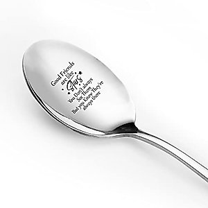 Best Friend Spoon Gifts - Funny Good Friends are Like Stars You Don't always See Them Spoon Engraved Stainless Steel for Coffee/Tea/Ice Cream/Dessert Lovers Friendship Gift