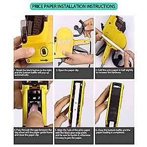 HM-689 2-Line 20 Digits Price Labeling Gun with Letters A-Z,Pricing Labeler with 3 Inkers 5 Rolls/2800 White Labels,HopingMore Tag Maker Machine with Label Cover for Office Retail Shop(YELLOW 2-LINE)
