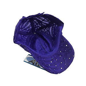 Glitter Sequin Sparkle Bling Game Baseball Cap Hat Sun Visor (Purple)