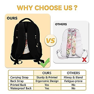 WARMRUG Corgi Girls Backpack for School, 16 inch Black Backpacks for Kids, Cute Lightweight Bookbag for Middle School