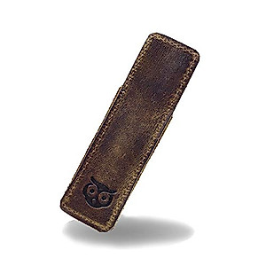 Hide & Drink, Rustic Leather Space Pen Individual Sleeve/Office Pouch for (3.75 In.) Adjustable Pens/Work & Office Essentials Handmade :: Bourbon Brown