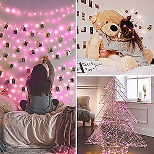 JMEXSUSS 4 Pack 50 LED Fairy Lights Battery Operated 16.1ft Pink Fairy Lights Indoor Outdoor Waterproof for Gifts Weeding Birthday Christmas Decorations