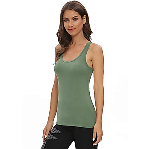 Star Vibe Racerback Tank Tops for Women 4 Pack Workout Tanks Undershirts Yoga Shirts Sleeveless Tshirts Tops Black/Grey/White/Army Green L