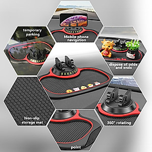AIIONP Anti-Slip Dashboard Mount for Smartphones, 360 Rotation, Temporary Parking Number Material, Non-Slip, Compatible with Most Smartphones