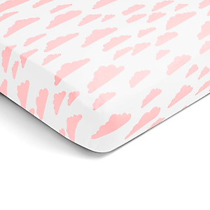 BaeBae Goods Fitted Baby Crib Sheets for Girls, 3 Pack, Soft and Breathable Jersey Cotton, Pink and White, Cute Girly Nursery Mattress Bedding, Universal Fit