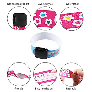 Chinco 14 Pieces Kids Safety ID Wristband Reusable Identification Bracelets Waterproof ID Band Children ID Wristband for Boys and Girls (Classic Style)