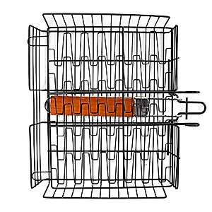 Mr. Bar-B-Q Deluxe Adjustable Stainless Steel Grilling Basket, Folding Grilling Baskets With Handle, Outdoor Camping BBQ Rack for Fish, Shrimp, Vegetables, Barbeque Griller Cooking Accessories