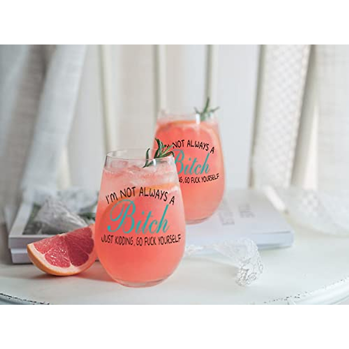 I'm Not Always, Just Kidding Funny Stemless Wine Glass Gifts for Women, Gag Christmas Birthday Gifts Ideas for Girlfriends, Women, Sister, Friends, BBF, Coworkers, Unique Friendship Wine Glass, 17oz